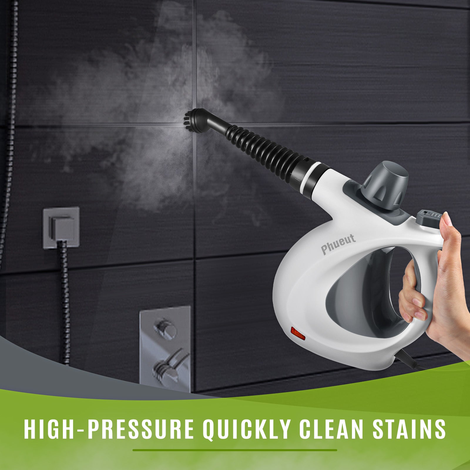 Pressurized Handheld Multi-Surface Natural Steam Cleaner with 12 pcs A